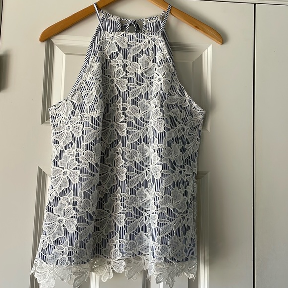 Adiva | Tops | Adiva Blue And White Striped Tank Top | Poshmark